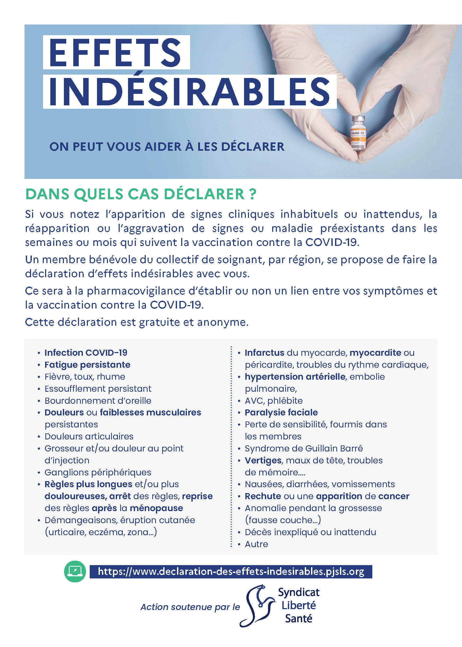 Action pharmacovigilance - Syndicat Liberté Santé • SLS🕊️